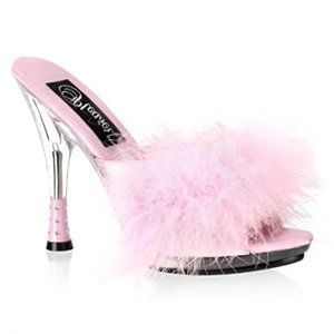 Pleaser | Shoes | New Pleaser Marabou Fur Rhinestone Heel Slide Mules ...